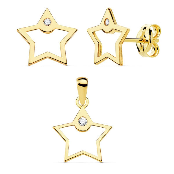 Conjunto oro 18k estrella calada - Joyeria Pepe Lozano
