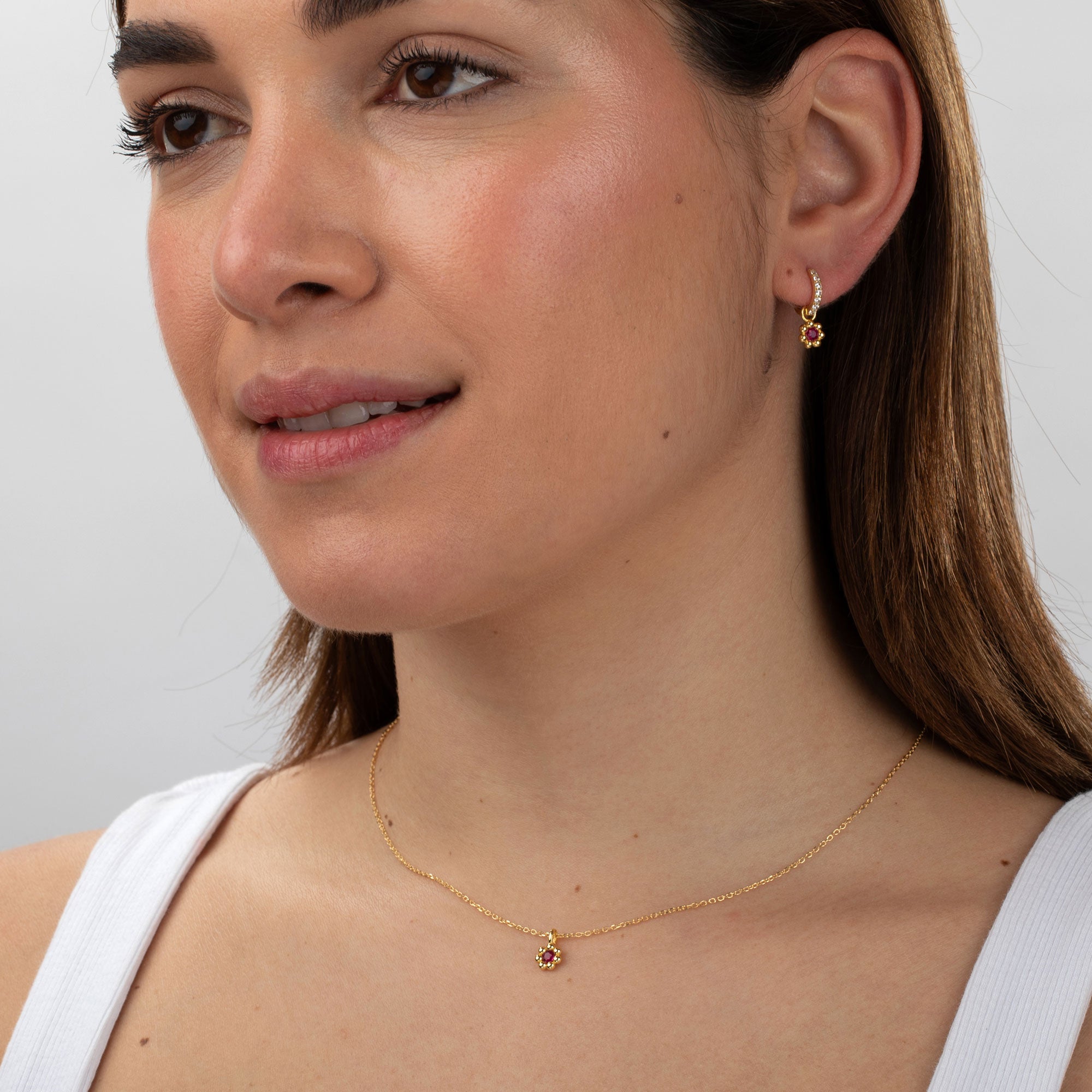 Mini conjunto plata chapada bolitas rosa - Joyeria Pepe Lozano